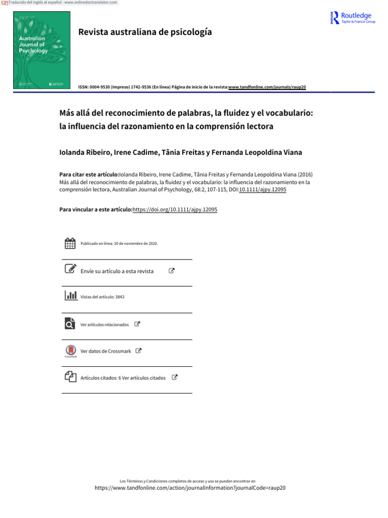 Más Allá Del Reconocimiento de Palabras, La Fluidez y El Vocabulario ...