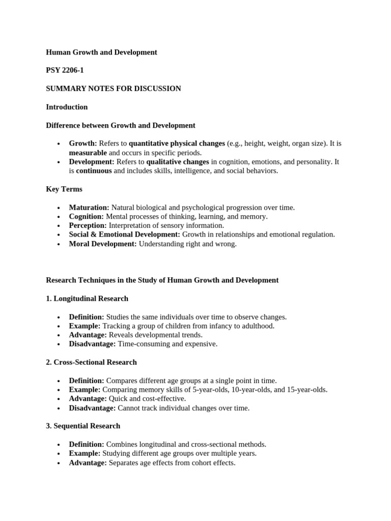 Overview of Human Growth Stages | PDF | Child Development | Cognitive ...