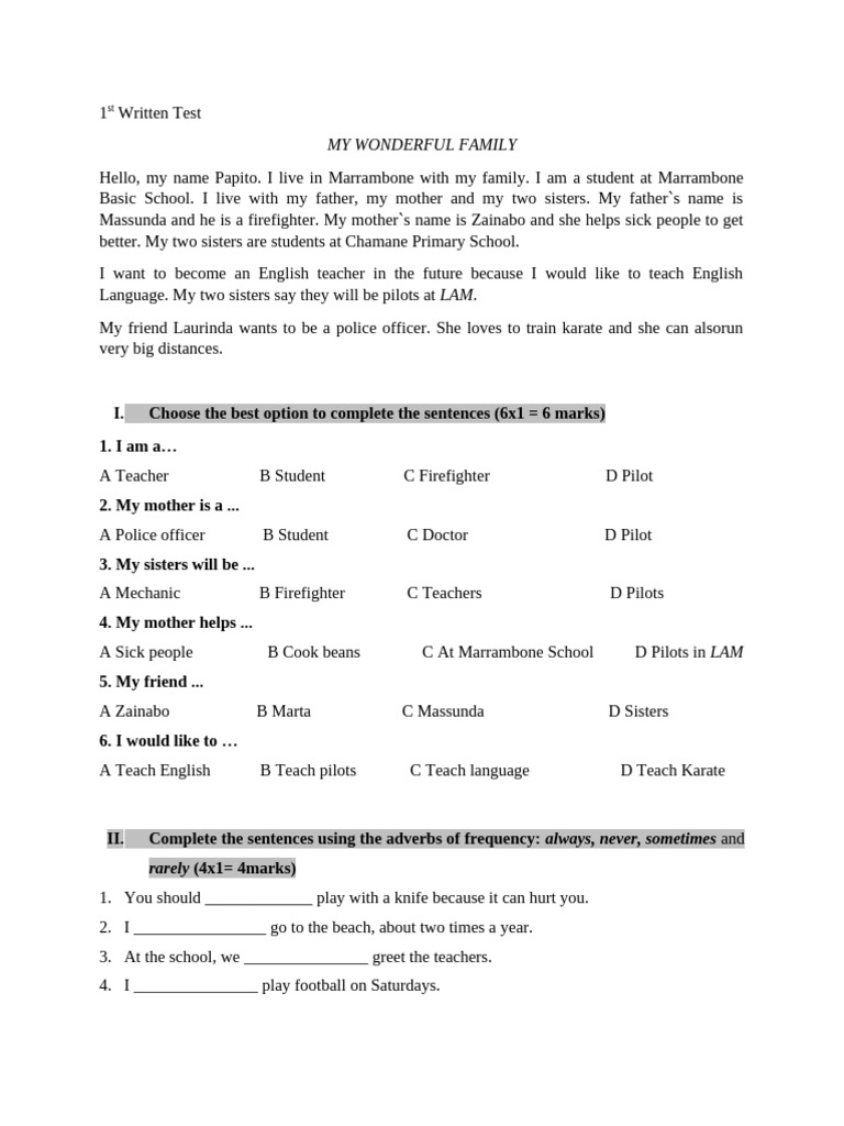 1 Test + Grade 8 (A+B) | PDF