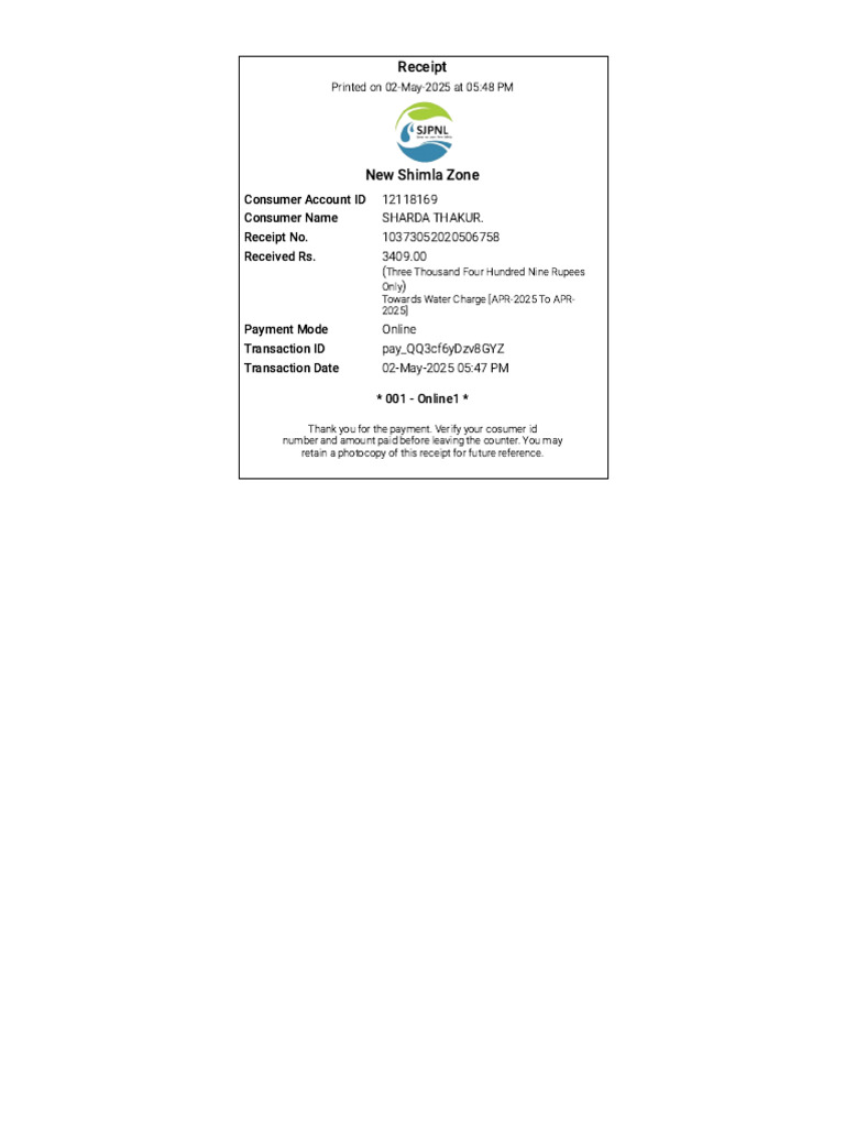 Payment Receipt | PDF