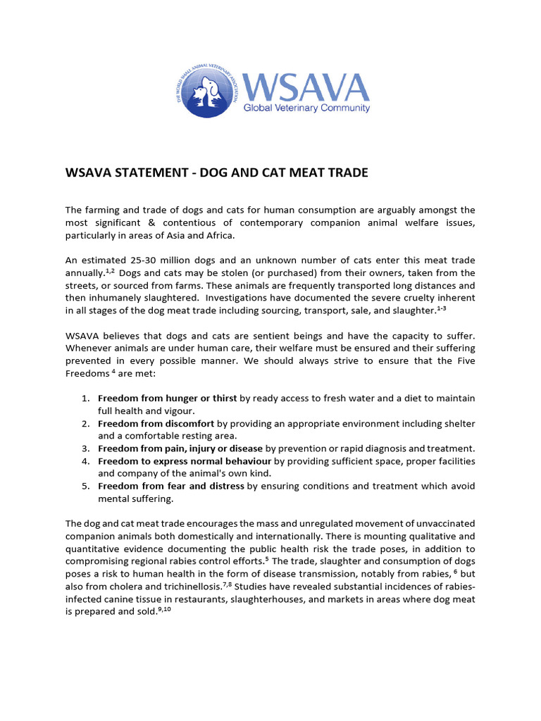 Dog Meat Trade Position Statement | PDF | Dogs | Meat