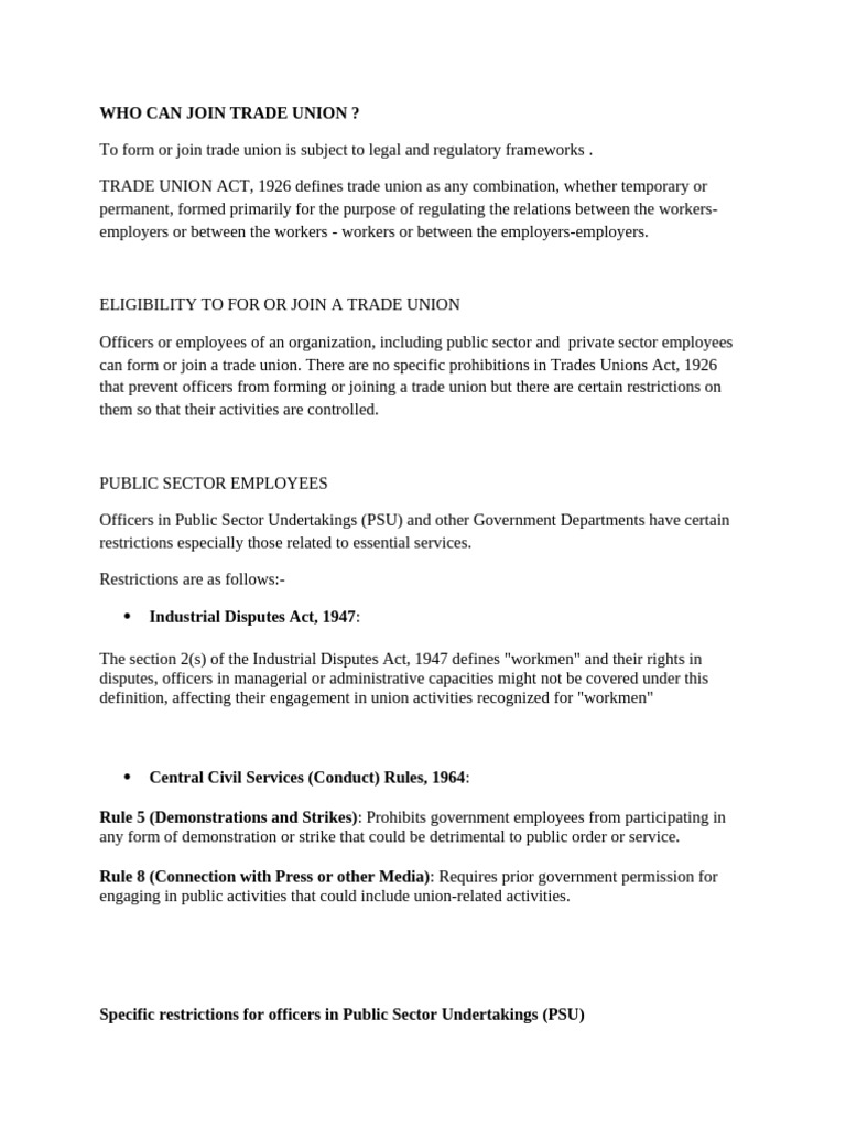 Can Officers Join Trade Union | PDF | Strike Action | Employment