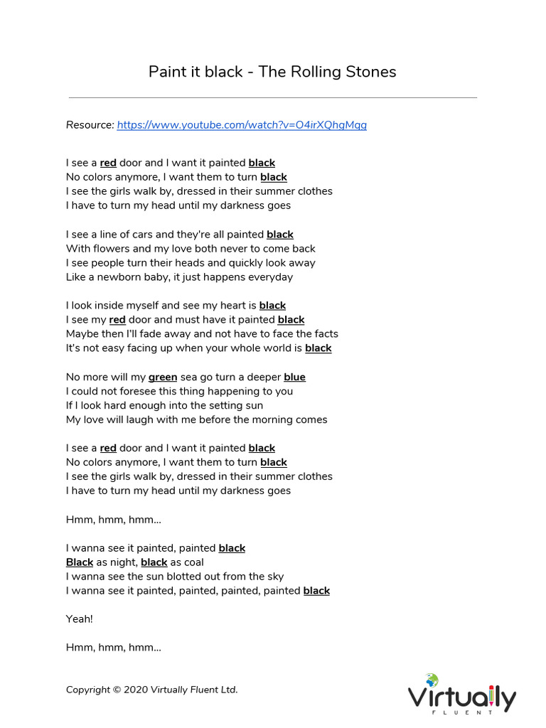 Paint It Black Lyrics Analysis | PDF