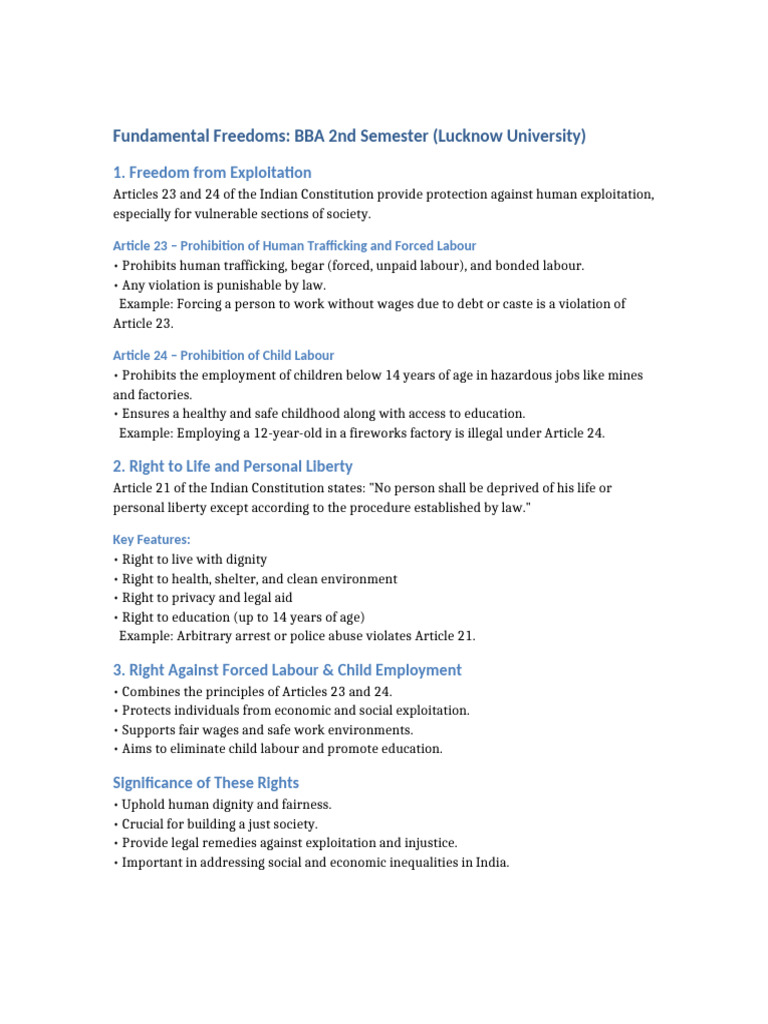 Fundamental Freedom BBA2ndSem English | PDF