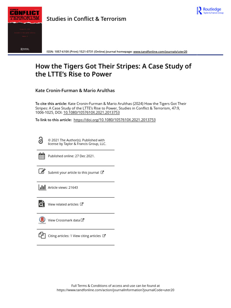 How The Tigers Got Their Stripes A Case Study of The LTTE S Rise To ...
