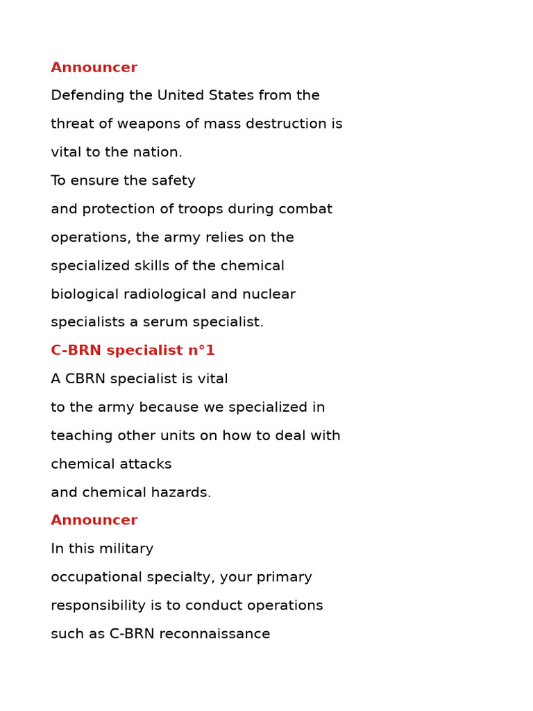 CBRN Specialist: Key Military Role | PDF | Cbrn Defense | Chemical Warfare