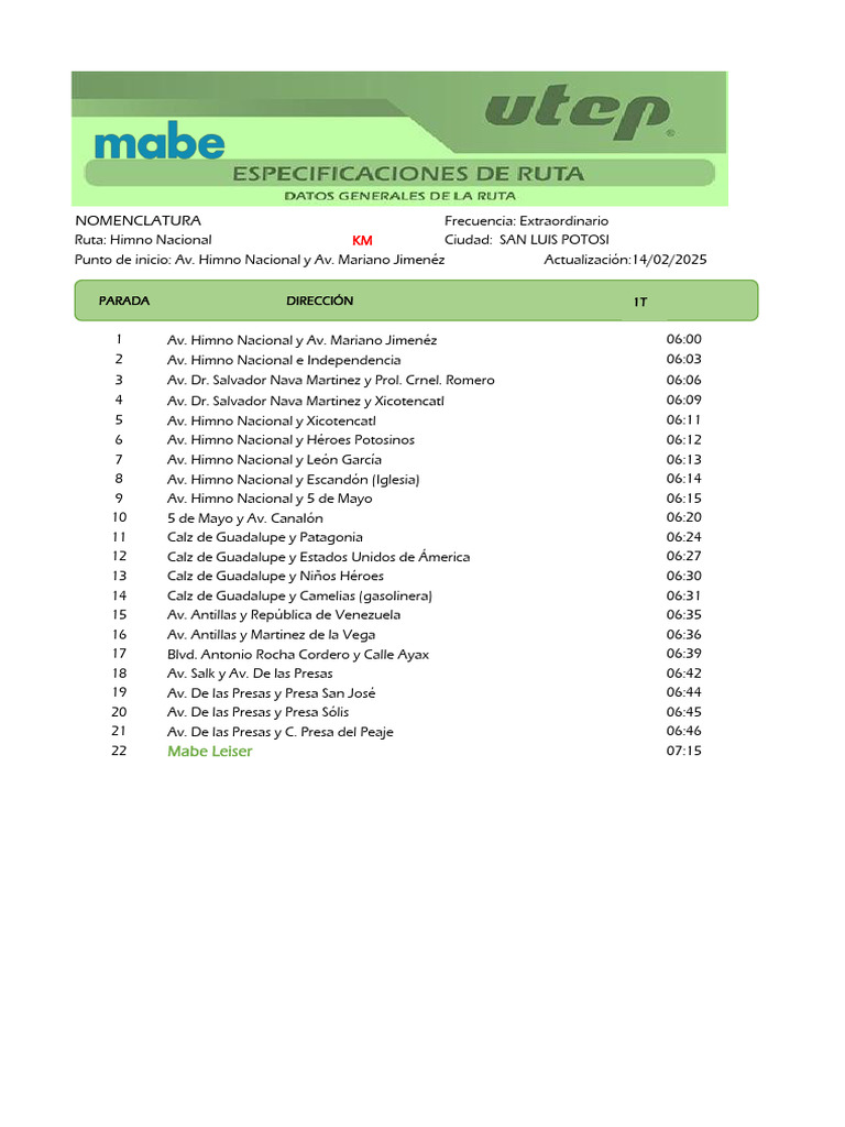 Rutas de Camiones SLP 2025 | PDF | México