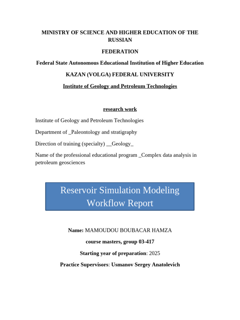 Reservoir Simulation Workflow Report Detailed (1) 115852 | PDF ...