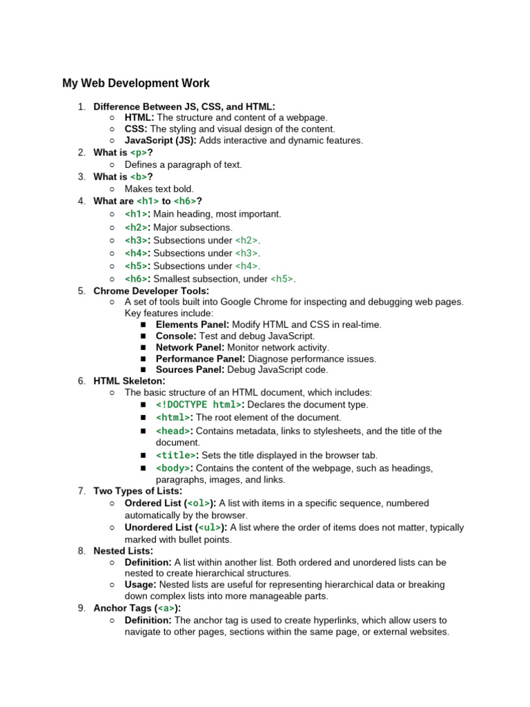 My Web Development Work | PDF | Html Element | Hyperlink