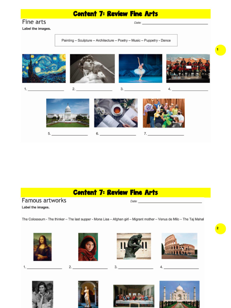 SS Cont 7 Review Fine Arts | PDF