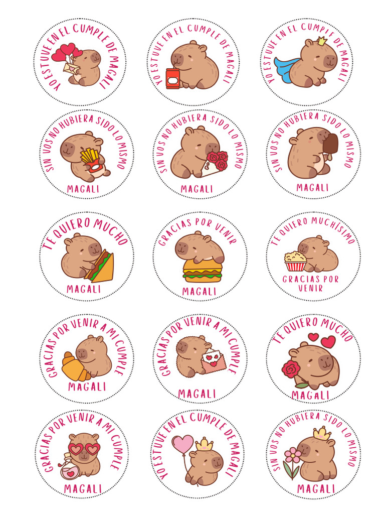 Documento A4 Stickers Infantiles Ilustrado Tierno Rosa | PDF