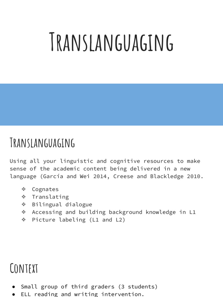 Strategies for Translanguaging in ELLs | PDF