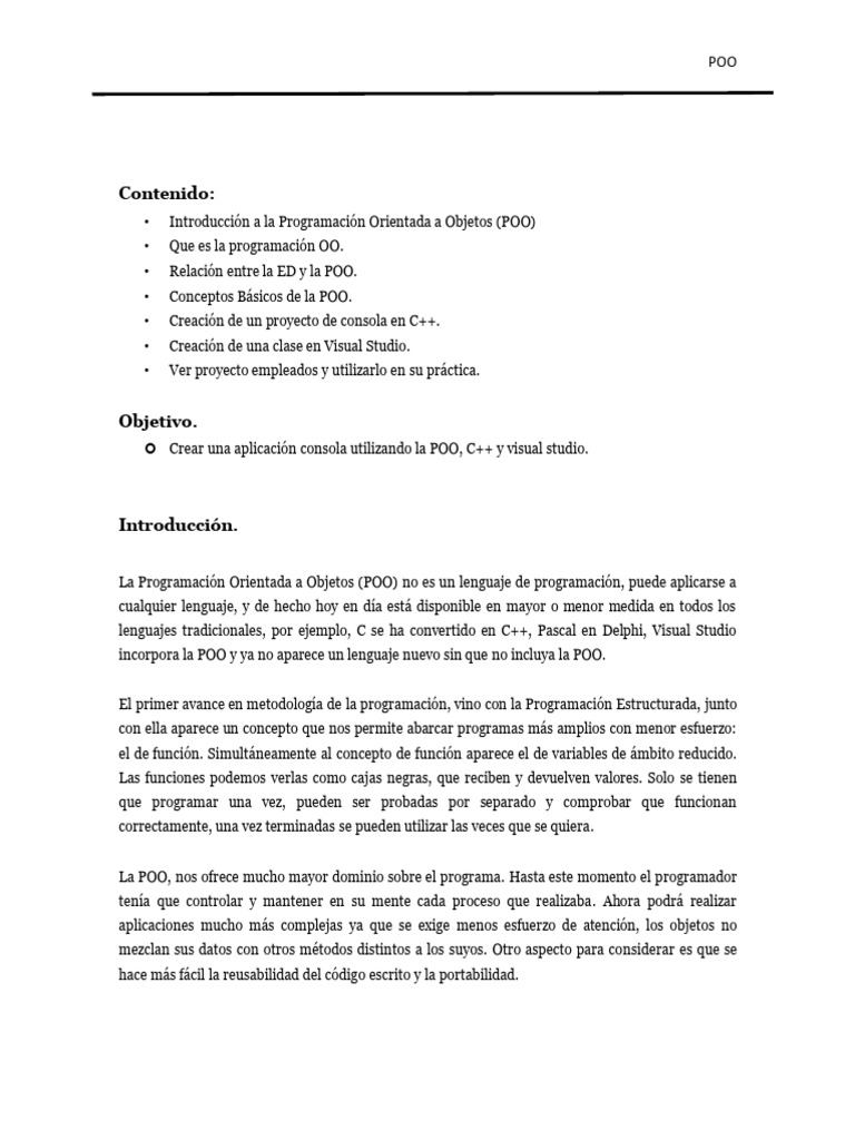 Estructura Dedatos POO | PDF | Objeto (informática) | Programación ...