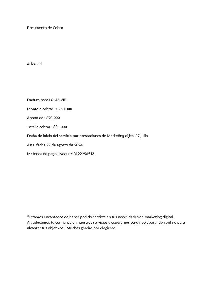 Documento de Cobro | PDF