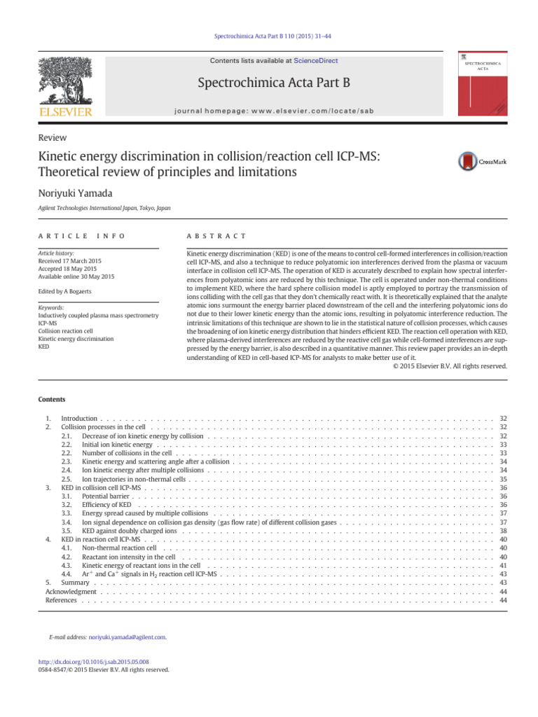 Kinetic Energy Discrimination in Collision-Reaction Cell ICP-MS | PDF ...
