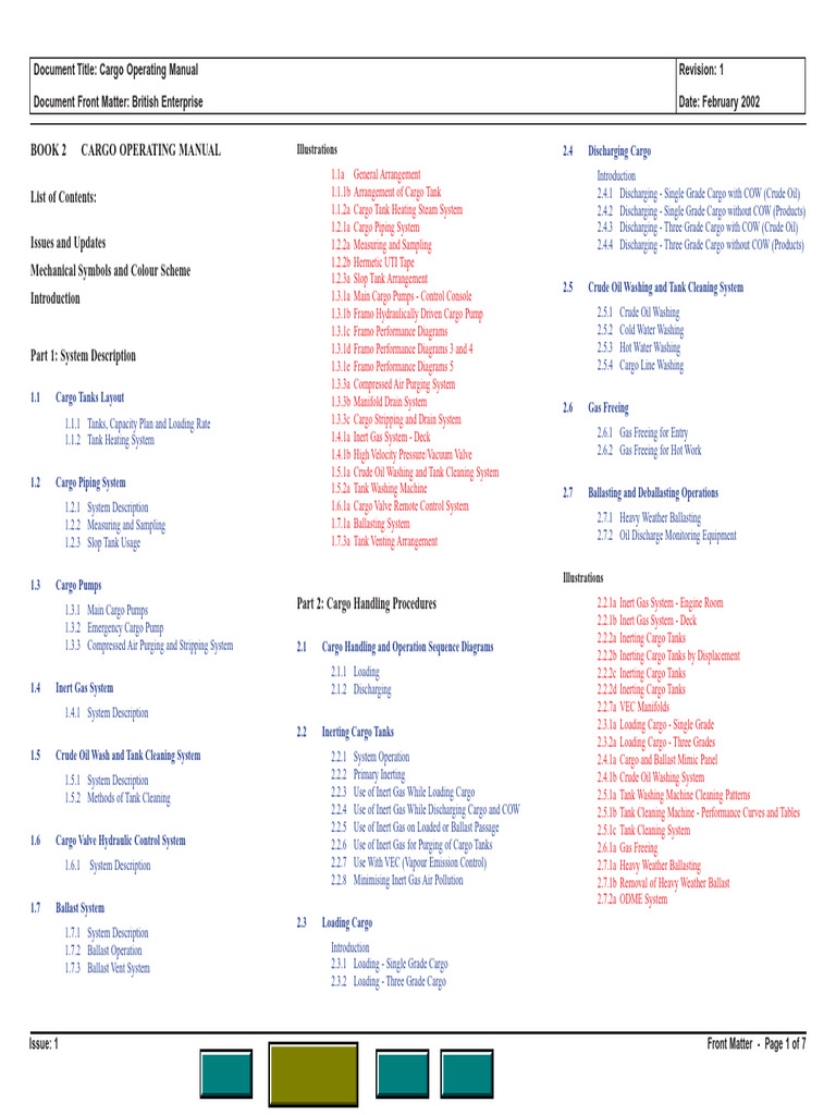Cargo Operating Manual Overview | PDF | Valve | Oil Tanker