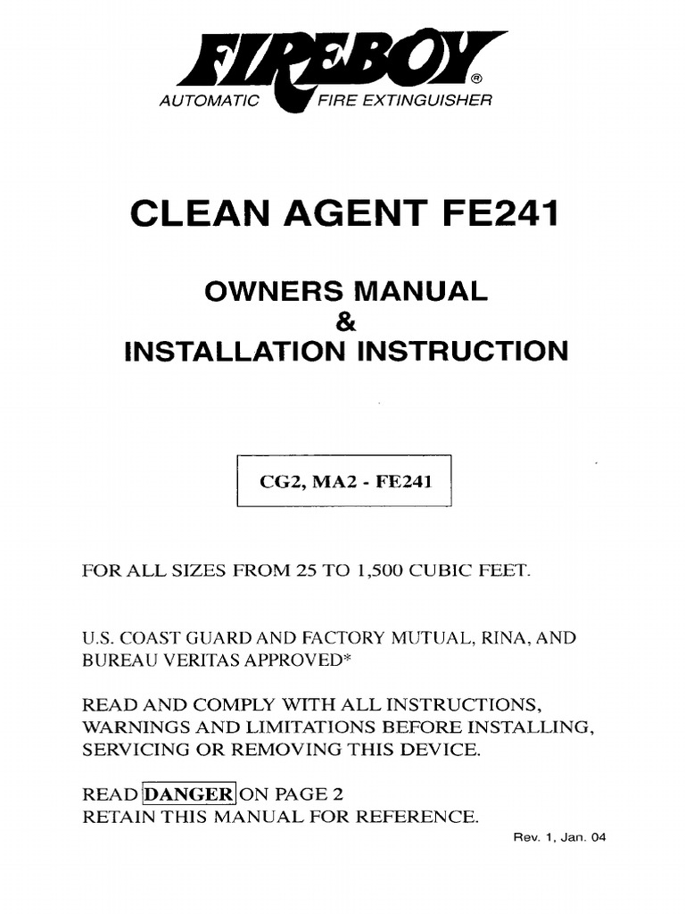 FireBoy Clean-Agent FE241 | PDF | Occupational Safety And Health