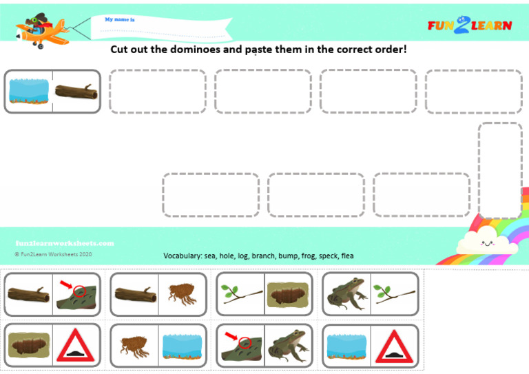 Theres A Hole in The Bottom of The Sea Cut and Stick The Dominoes f2l ...