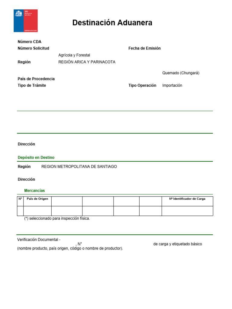 Certificado de Destinación Aduanera | PDF