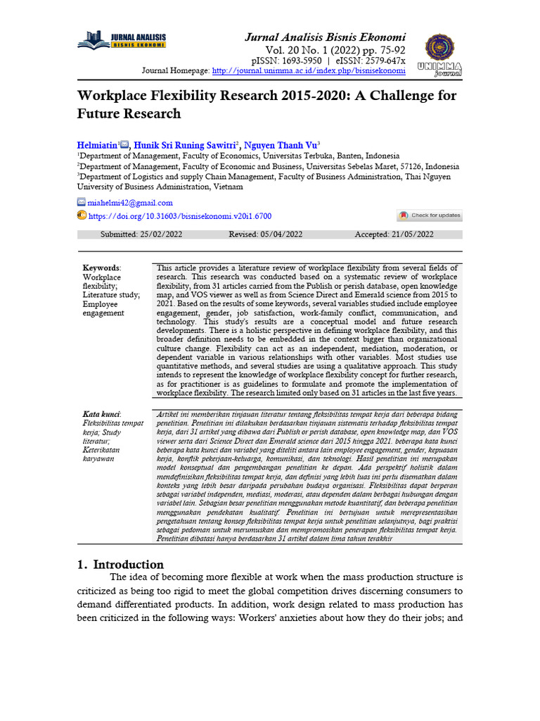 Workplace Flexibility Research 2015-2020 A Challen | PDF | Employment ...