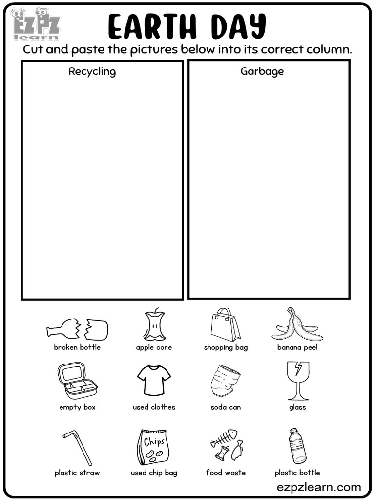 Earth Day Cut and Paste Coloring | PDF