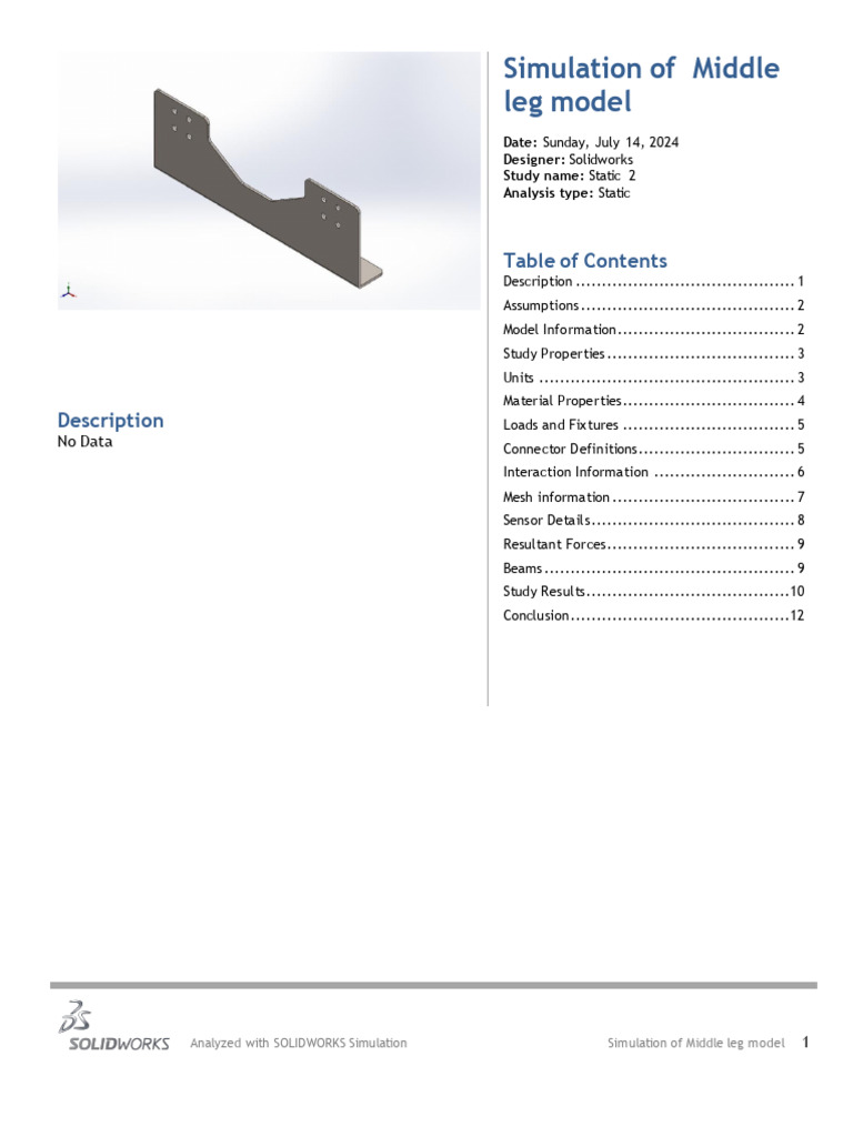Middle Leg Model-Static 2-1 | PDF | Strength Of Materials | Young's Modulus