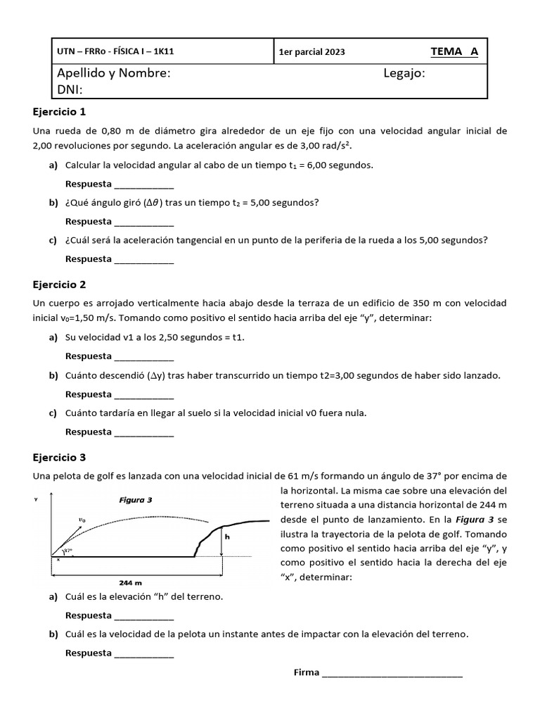 1° Parcial 1K11 | PDF | Velocidad | Vector Euclidiano