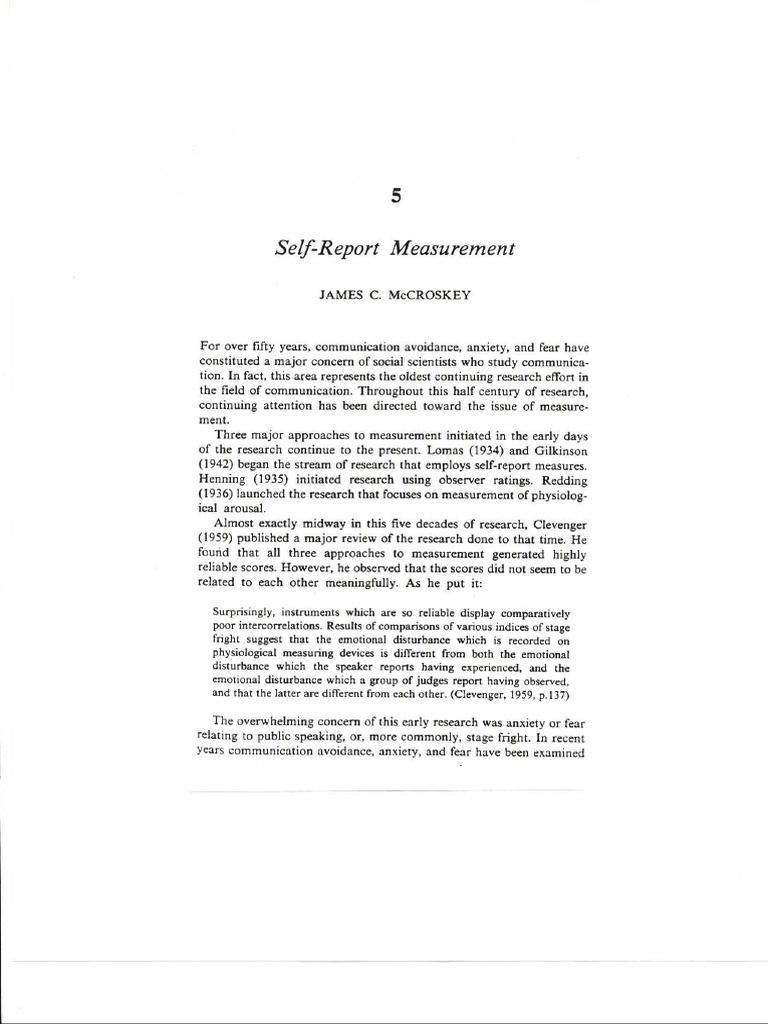 Self-Report Measurement | PDF