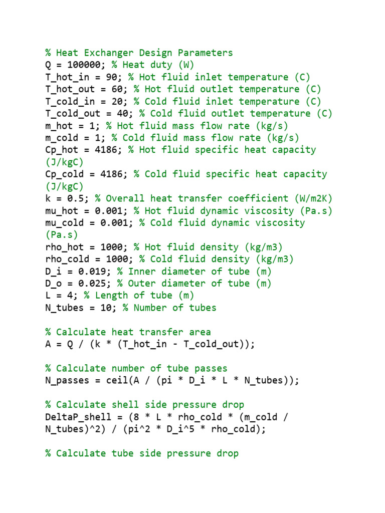 Heat Exchanger Design Parameters | PDF