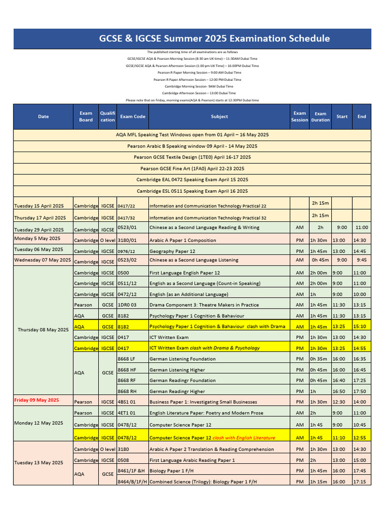Wso May-June 2025 Gcse - Igcse Timetable-2 3 | PDF | Educational Stages ...