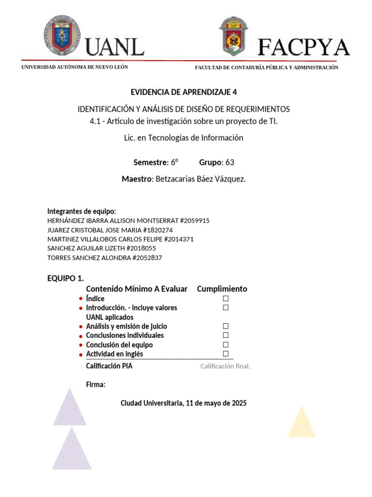 Ev4 EQ1 REQUERIMIENTOS | PDF | Tecnologías de la información | Informática