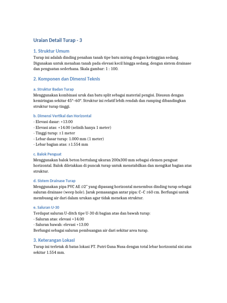 Uraian Detail Turap 3 | PDF