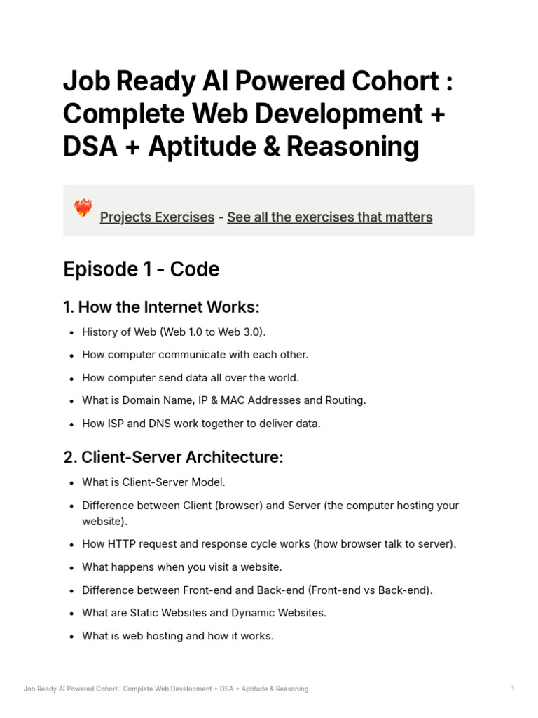 Job Ready AI Powered Cohort Complete Web Development DSA Aptitude ...