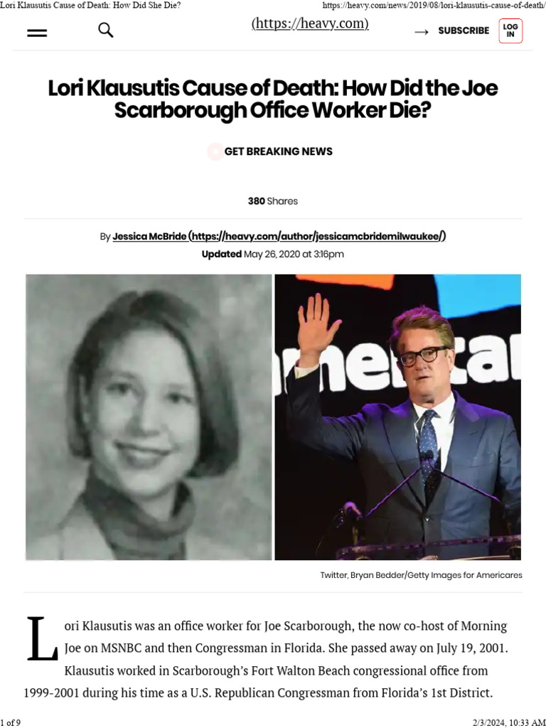 Lori Klausutis Cause of Death How Did She Die | PDF | Morning Joe ...