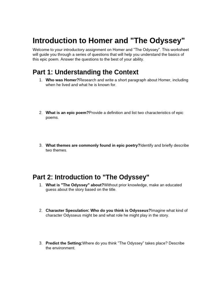 Introduction To Homer and "The Odyssey" | PDF