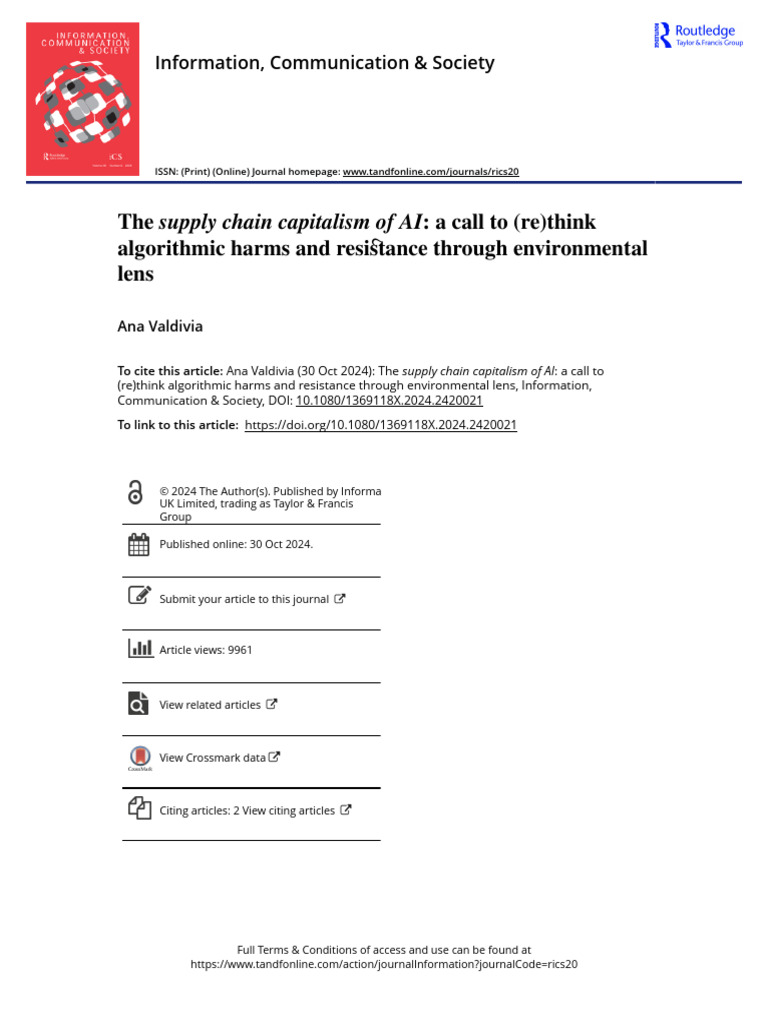 The Supply Chain Capitalism of AI A Call To Re Think Algorithmic Harms and Resistance Through ...