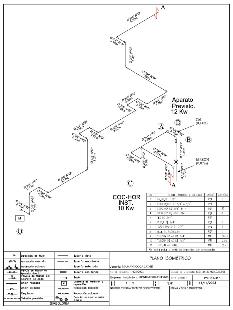 Isometrico Perfogas 25 2023 2010 Model (1) (1) | PDF