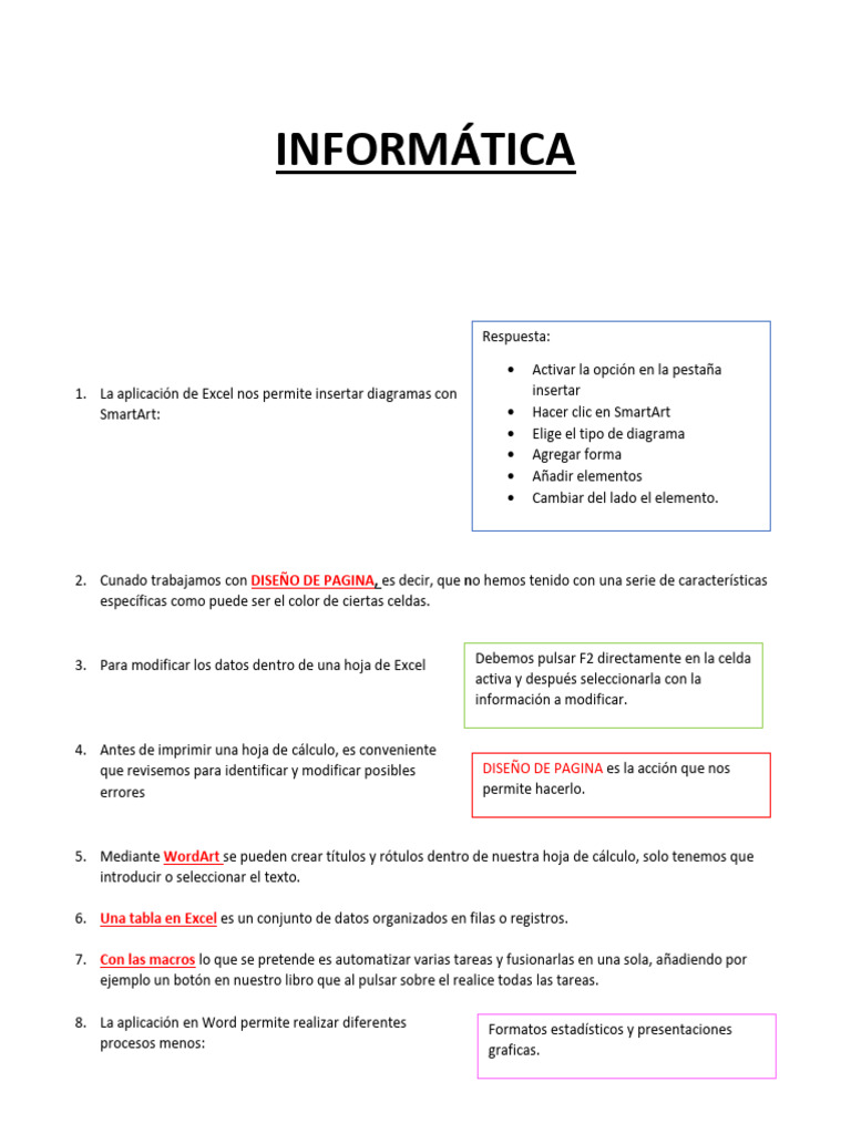 Inform Á Tica | PDF | Microsoft Excel | Hoja de cálculo