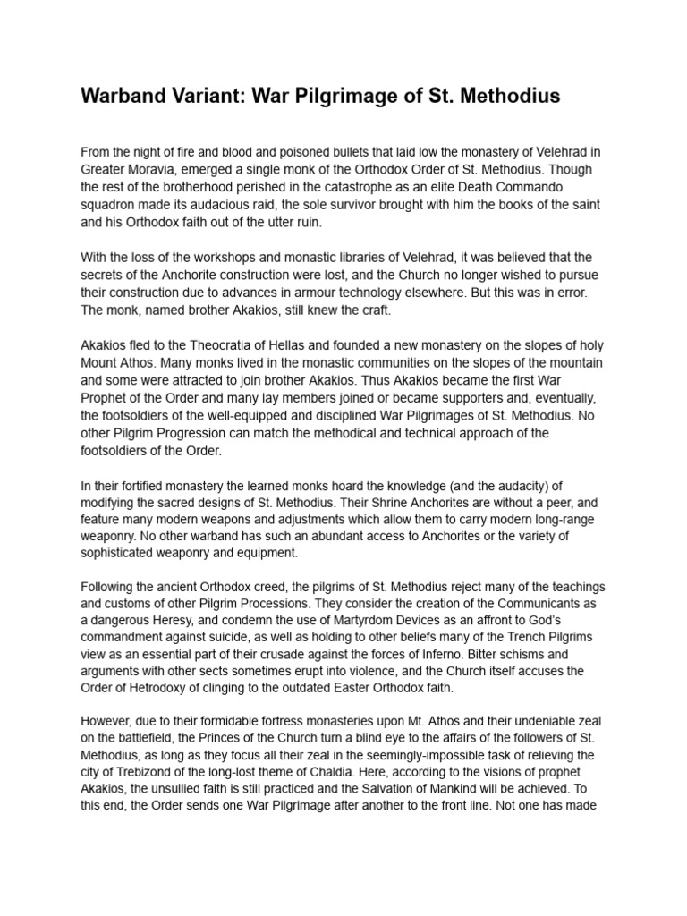 War Pilgrimage of ST Methodius | PDF | Monastery | Pilgrimage