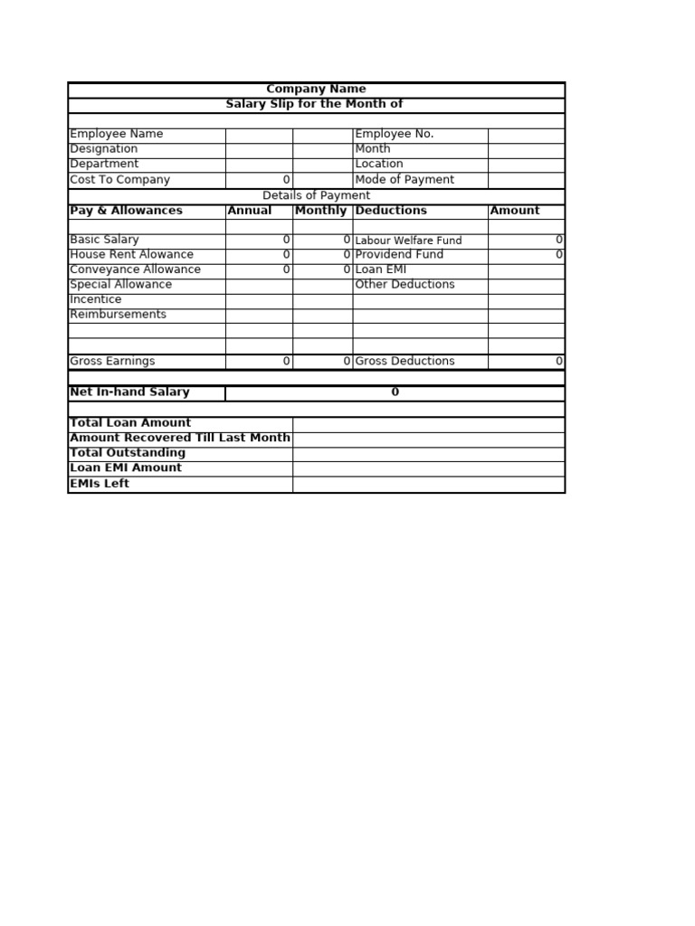Format - Salary Slip 545 | PDF