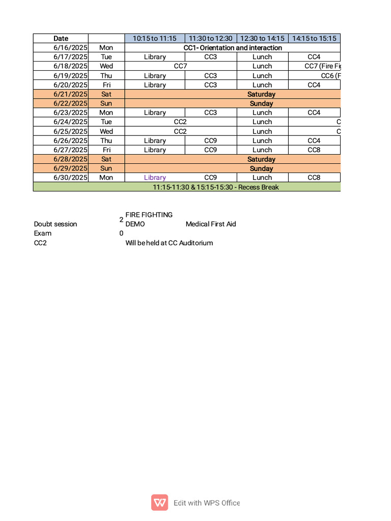 Rev 3.0 TimeTable_Hall_10_07052025 | PDF