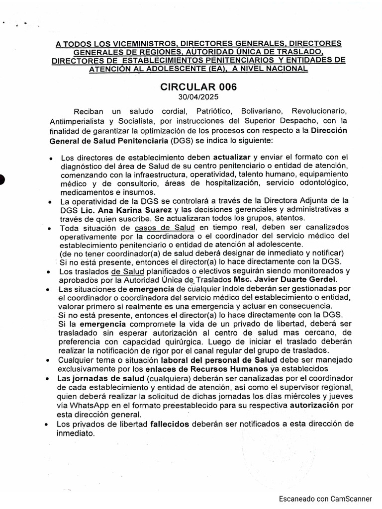 Circular 006-2025 (Salud) | PDF