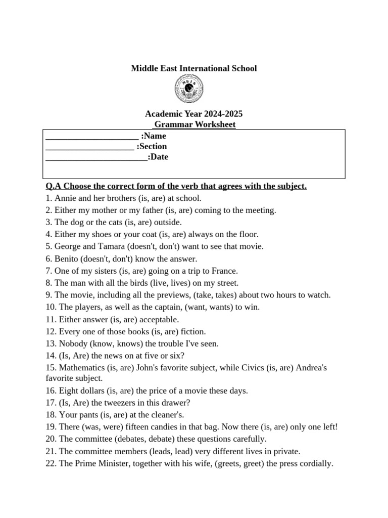 Grammar Final Worksheet | PDF | Linguistics | Grammar