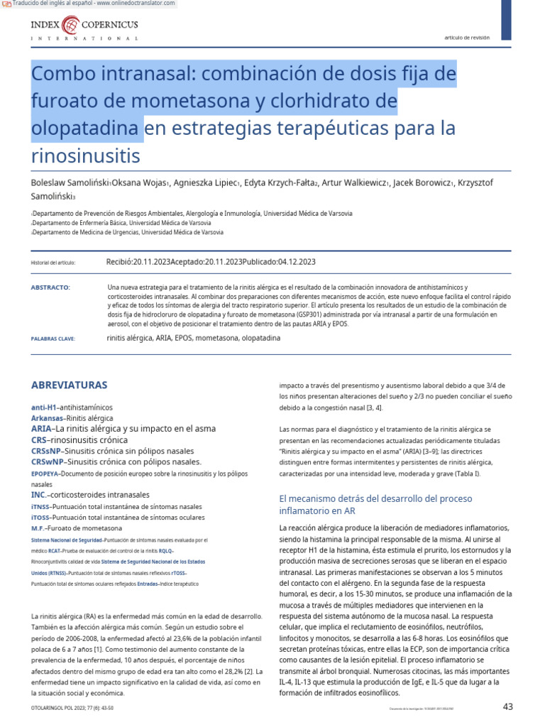 9 Samolinski Combo Intranasal Combinación de Dosis | PDF | Alergia ...