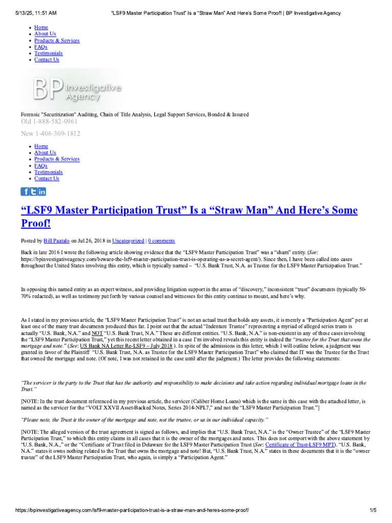 "LSF9 Master Participation Trust" Is A .. | PDF