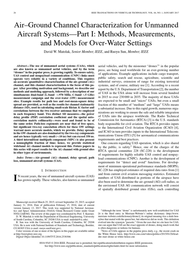 Air–Ground Channel Characterization for Unmanned Aircraft Systems—Part ...