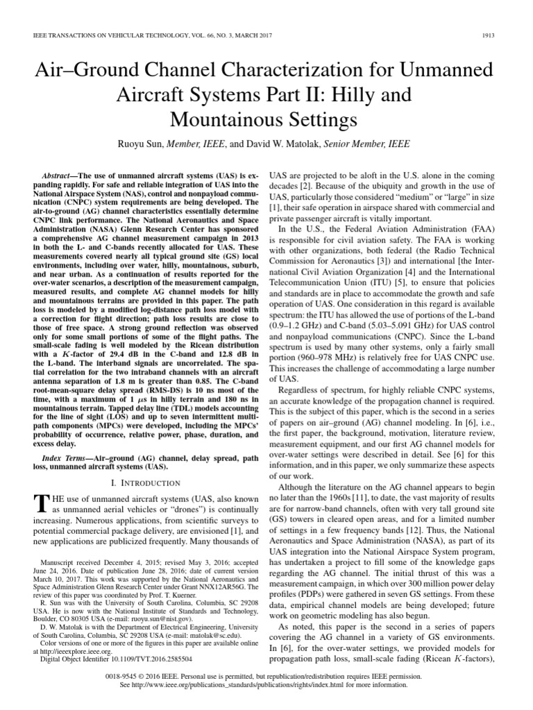 Air-Ground Channel Characterization For Unmanned Aircraft Systems Part ...