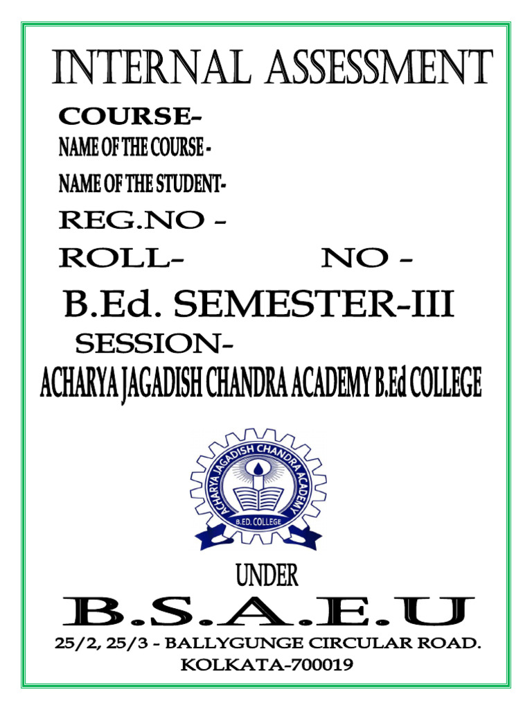 Internal Assessment Front Page | PDF