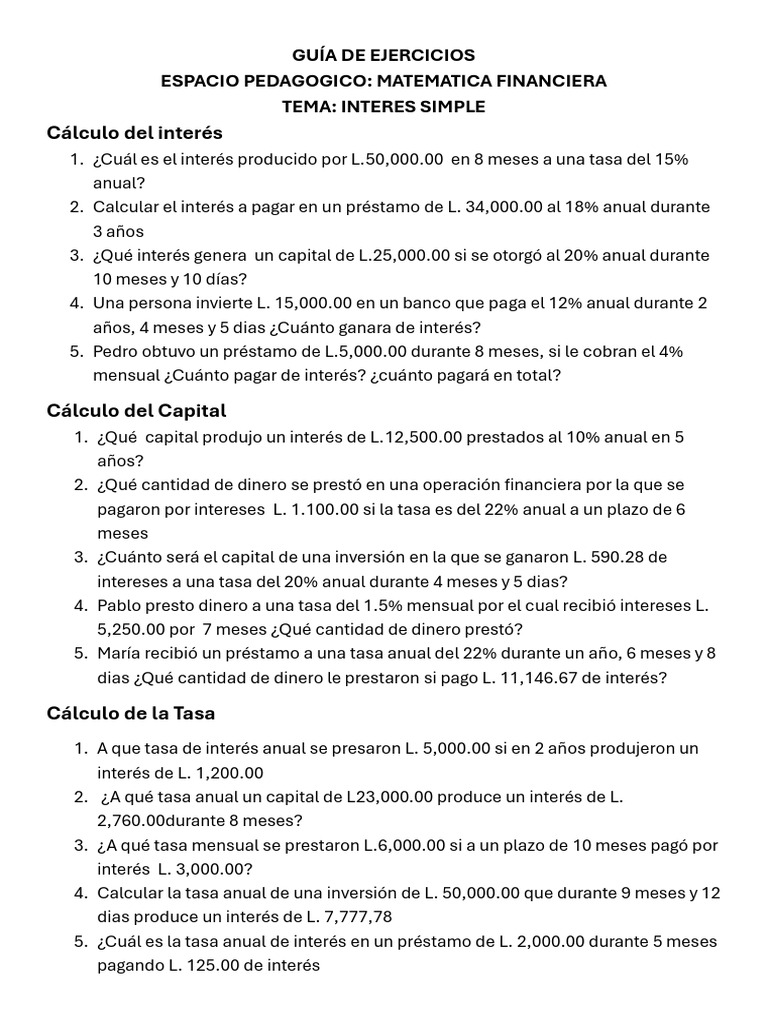 Guía de Matematica Financiera | PDF