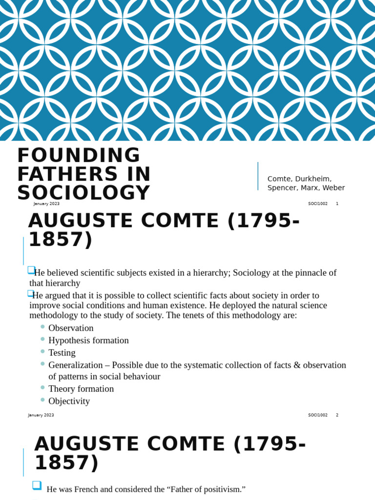 Founding Fathers of Sociology | PDF | Sociology | Positivism